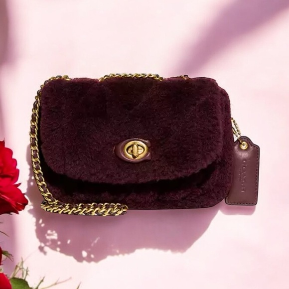 Coach | Bags | Luxurious Coach Maroon Crossbody Bag With Chain Strap ...